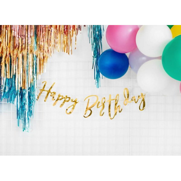 Banderole dorée anniversaire "Happy Birthday" | France Effect