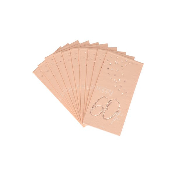 Serviettes rose anniversaire 60 ans | France Effect